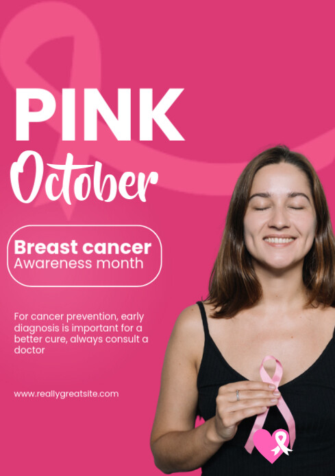 Pink Maximalist Breast Cancer Awareness Poster Template A4 | PosterMyWall