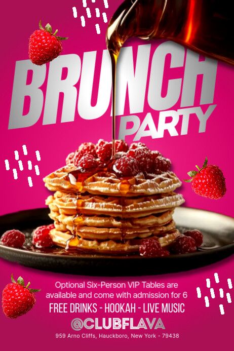 Pink Maximalist Brunch Party Poster Template | PosterMyWall