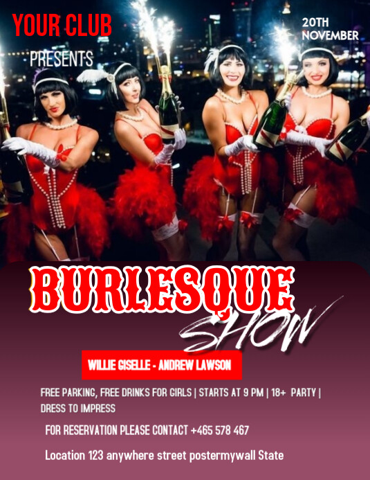 Plantilla de Pink Maximalist Burlesque Poster, Burlesque Flyer ...