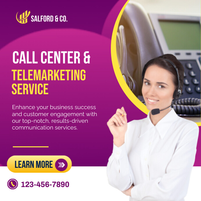 Pink Maximalist Call Center Flyer Poster Inst Template | PosterMyWall