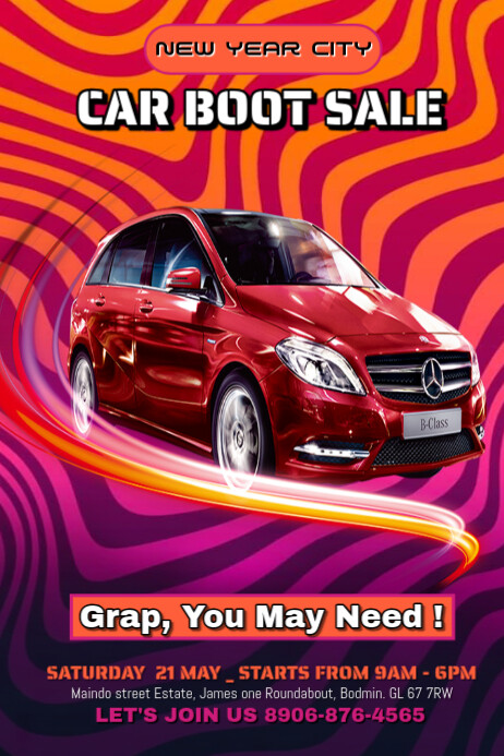 Pink Maximalist Car Boot Sale Poster Poster Template | PosterMyWall