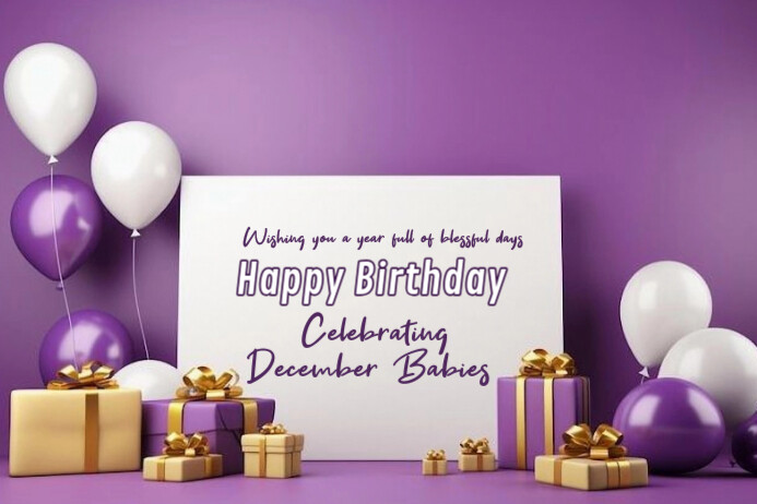 Pink Maximalist Celebrating December Birthdays Banner 4' × 6' Template ...