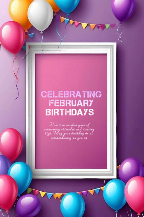 Pink Maximalist Celebrating February Birthdays Banner 4' × 6' Template ...