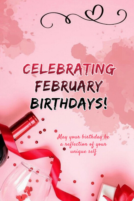 Pink Maximalist Celebrating February Birthdays Banner 4' × 6' Template ...