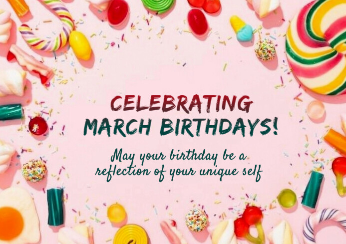 Copy of Pink Maximalist Celebrating March Birthdays A4 | PosterMyWall