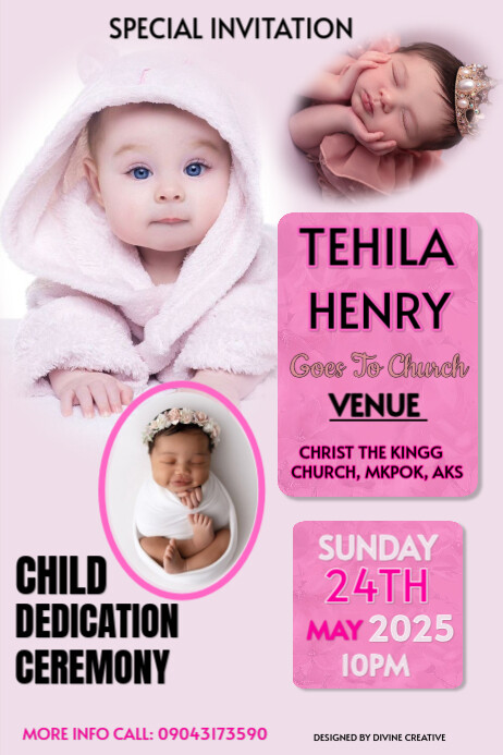 Copy of Pink Maximalist Child Dedication Ceremony Template Poster ...