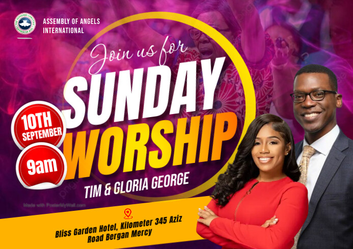 Pink Maximalist Church A4 Template | PosterMyWall