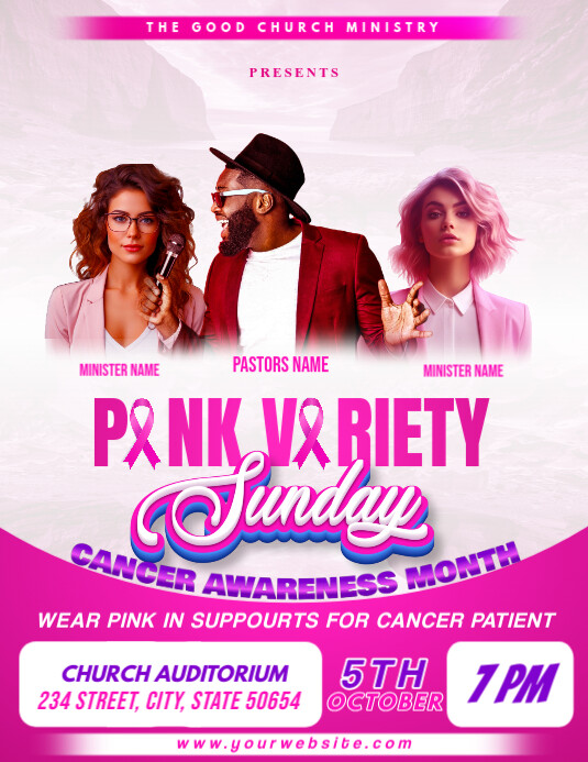 Pink Maximalist Church Flyer (us Letter) Template | PosterMyWall