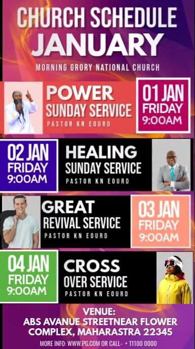 Pink Maximalist Church Schedule Ad Instagram Story Template | PosterMyWall