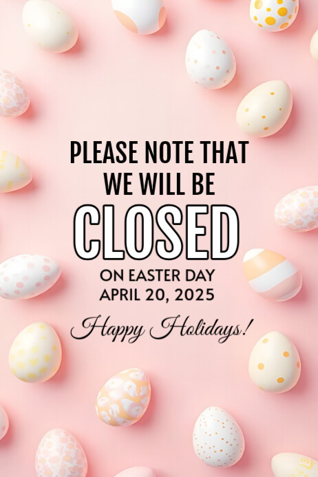 Pink Maximalist Closed On Easter Day Poster Template | PosterMyWall