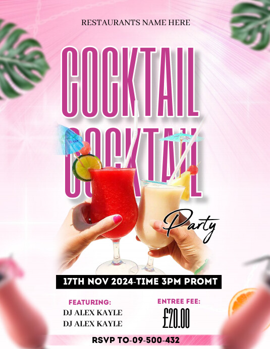 Pink Maximalist Cocktail Party Invitation Tem Template | PosterMyWall