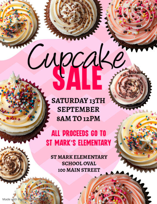 Pink Maximalist Cupcake Sale Flyer (us Letter) Template | PosterMyWall