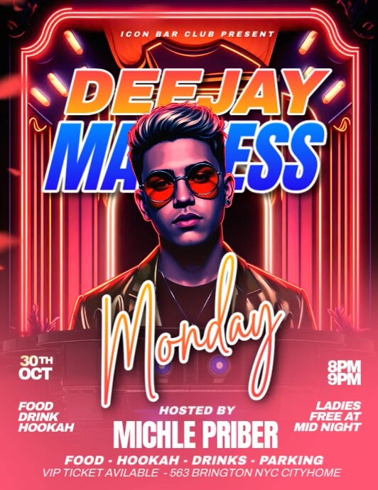 Pink Maximalist Deejay Party Madness Party Video Flyer Editable Flyer ...