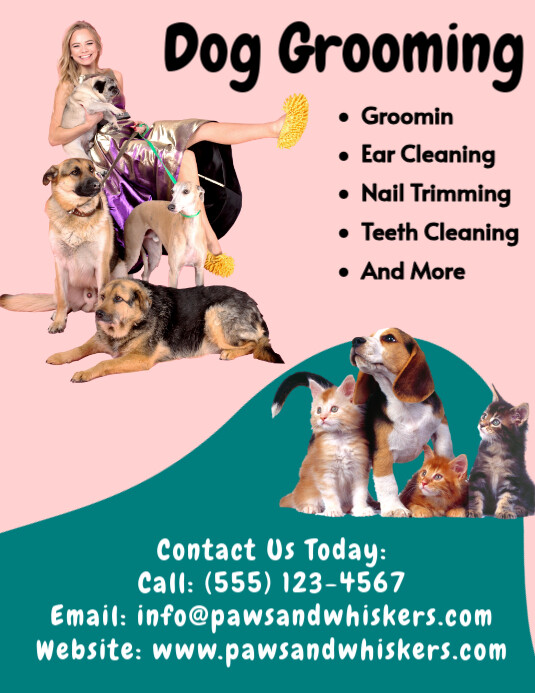 Copy of Pink Maximalist Dog Grooming Flyer Flyer (us Letter) | PosterMyWall