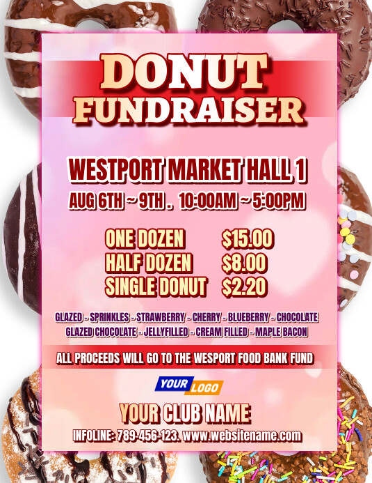 Copy of Pink Maximalist Donut Fundraiser Flyer Flyer | PosterMyWall