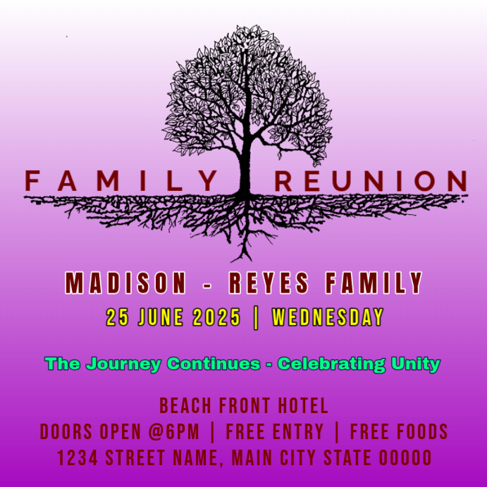 Pink Maximalist Family Reunion Instagram Post Template | PosterMyWall