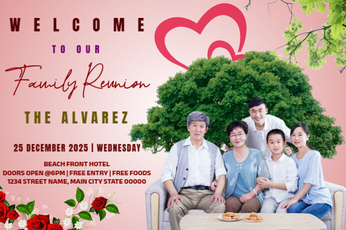 Pink Maximalist Family Reunion Poster Template | PosterMyWall