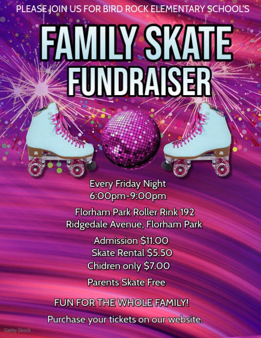 Pink Maximalist Family Skate Fundraiser Flyer (us Letter) Template ...