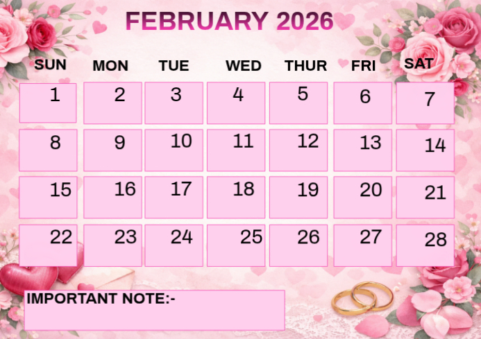 Pink Maximalist February Calendar A4 Template | PosterMyWall