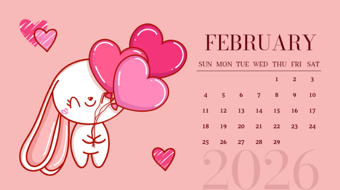 Pink Maximalist February Calendar Digital Display (16:9) Template ...