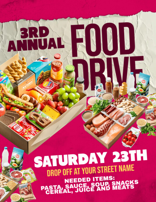 Copy of Pink Maximalist Food Drive Flyer (us Letter) | PosterMyWall