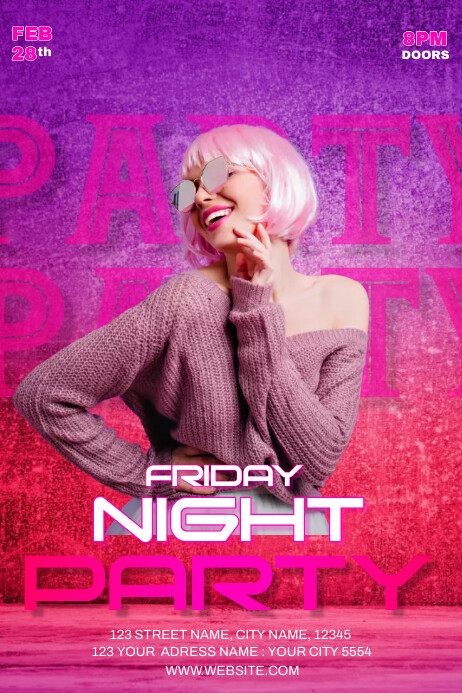 Pink Maximalist Friday Night Poster Template | PosterMyWall
