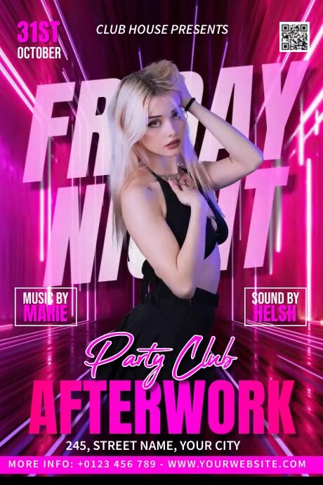 Plantilla de Pink Maximalist Friday Night Poster | PosterMyWall