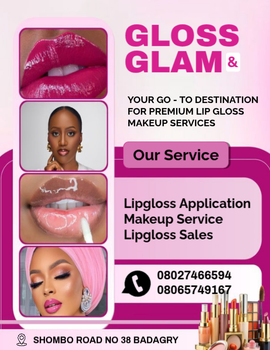 Pink Maximalist Gloss Glam Beauty Promo Flyer (us Letter) Template ...