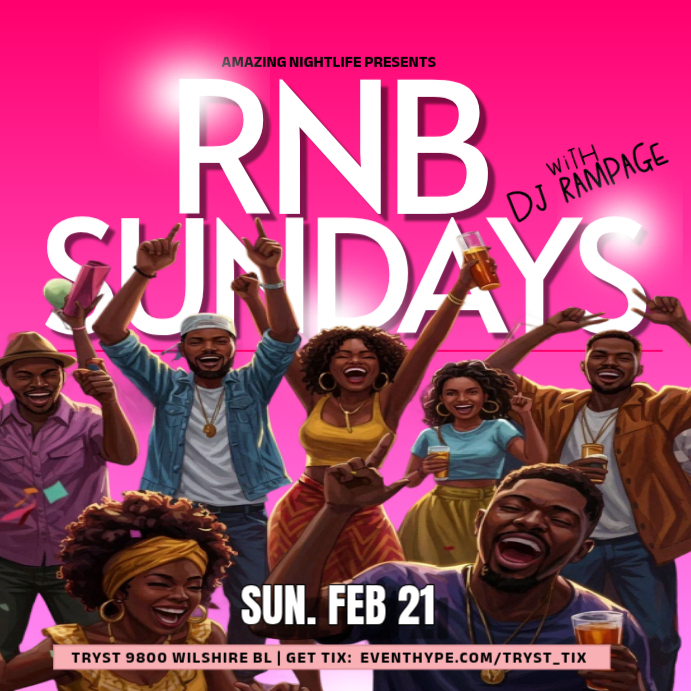 Pink Maximalist Gradient Rnb Party Instagram Post Template | PosterMyWall