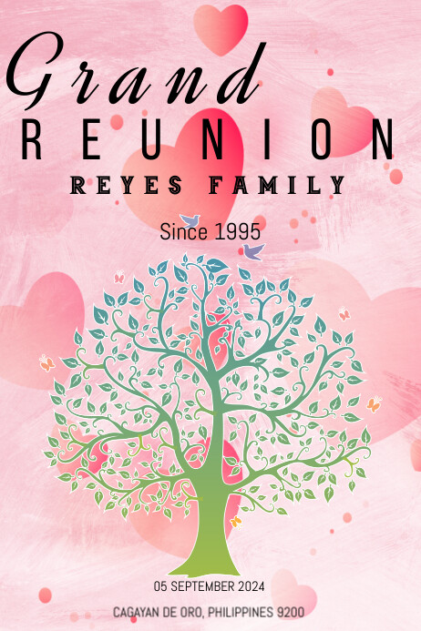 Pink Maximalist Grand Family Reunion Poster Template | PosterMyWall