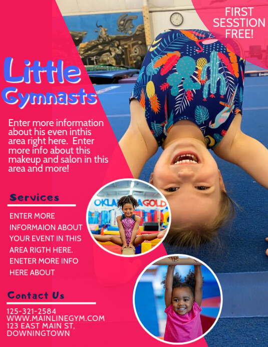 Pink Maximalist Gymnastics Flyer (us Letter) Template | PosterMyWall
