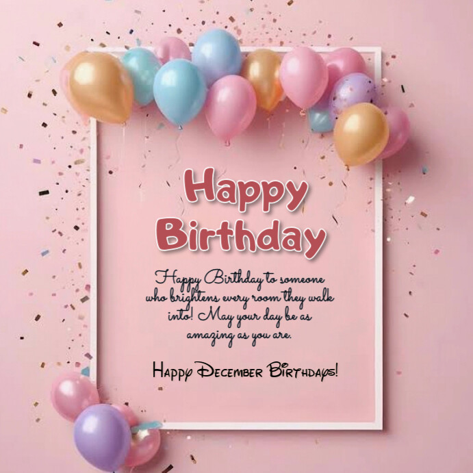 Pink Maximalist Happy December Birthdays Instagram Post Template ...