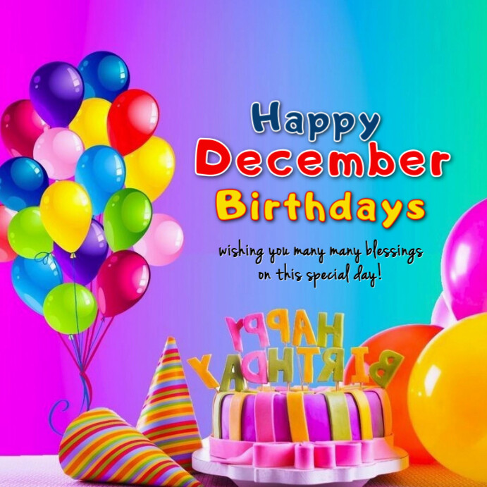 Pink Maximalist Happy December Birthdays Instagram Post Template ...