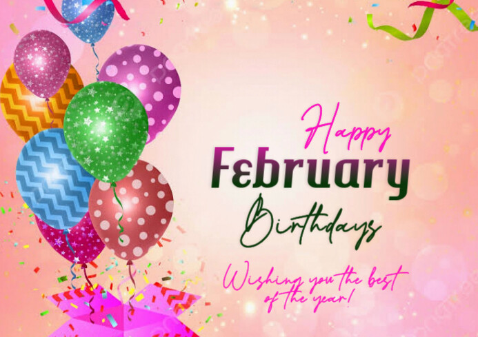 Copy of Pink Maximalist Happy February Birthdays A4 | PosterMyWall