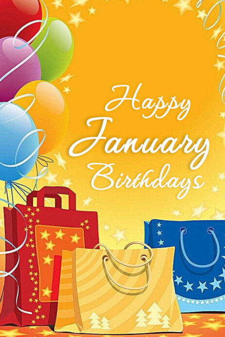 Pink Maximalist Happy January Birthdays Banner 4' × 6' Template ...