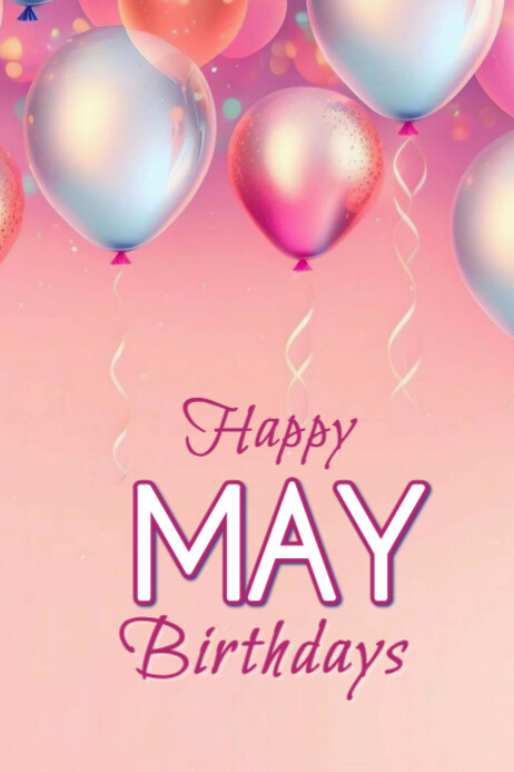 Copy of Pink Maximalist Happy May Birthdays Banner 4' × 6' | PosterMyWall