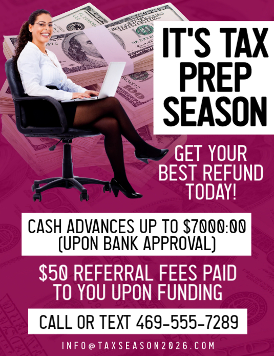 Copy of Pink Maximalist It's Tax Prep Season Flyer (us Letter ...