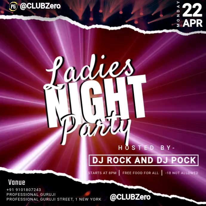 Pink Maximalist Ladies Night Party Instagram Post Template | PosterMyWall