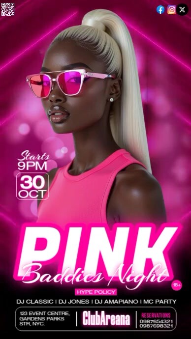 Copy of Pink Maximalist Ladies Night Pink Template Digital Display (9: ...
