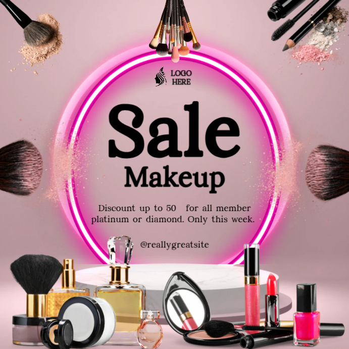 Pink Maximalist Makeup Promo Sale Instagram Post Template | PosterMyWall