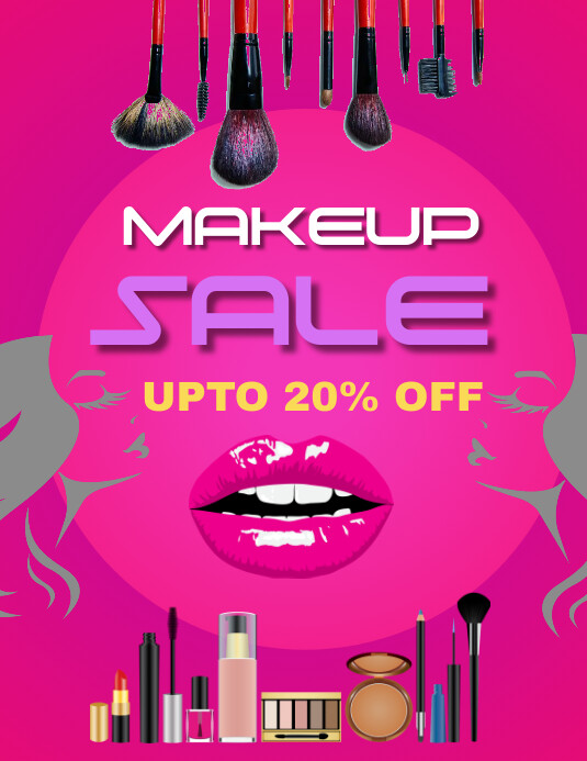 Pink Maximalist Makeup Sale Flyer Template Fl | PosterMyWall