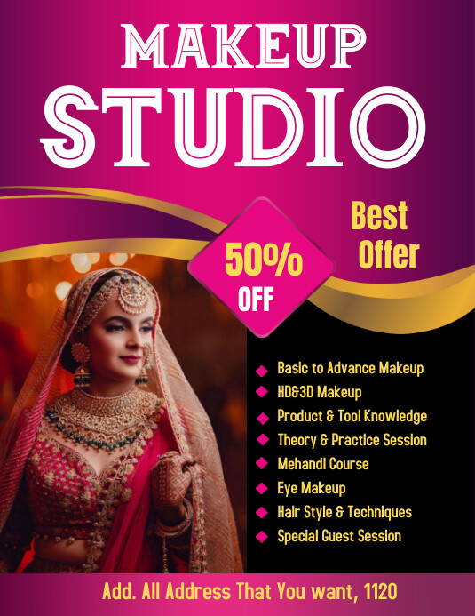 Pink Maximalist Makeup Studio Poster | Beauty Template | PosterMyWall