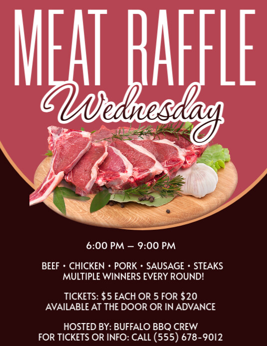 Pink Maximalist Meat Raffle Flyer (us Letter) Template | PosterMyWall