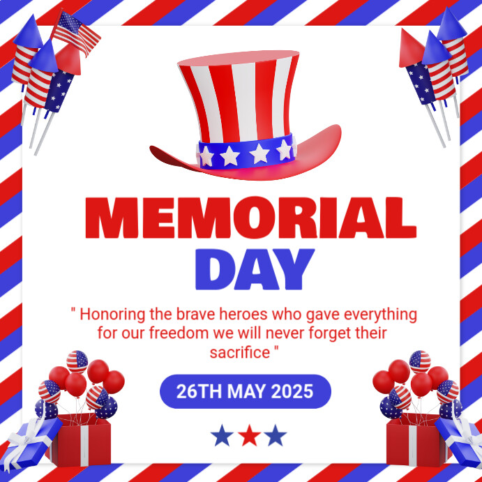 Pink Maximalist Memorial Day Instagram Post Template | PosterMyWall
