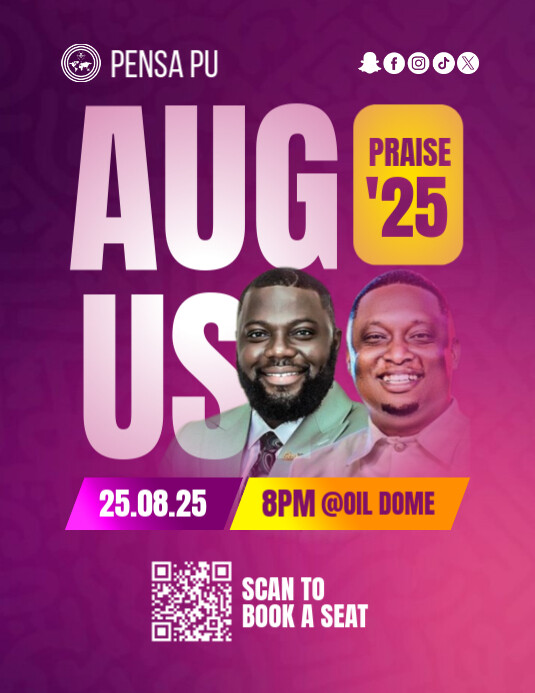 Pink Maximalist Mid-year Praise Night Church Flyer | August Worship ...