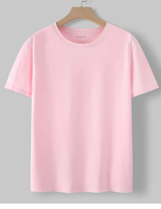 Plantilla de Pink Maximalist Minimal Pink T-shirt Mockup On Hanger ...