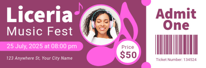 Pink Maximalist Music Fest Twitter Banner Template | PosterMyWall