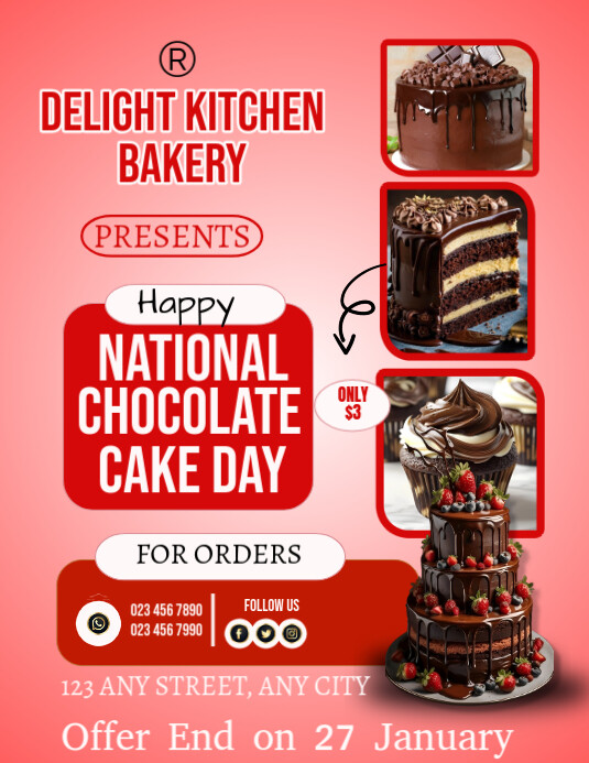Pink Maximalist National Chocolate Cake Day Flyer (us Letter) Template ...