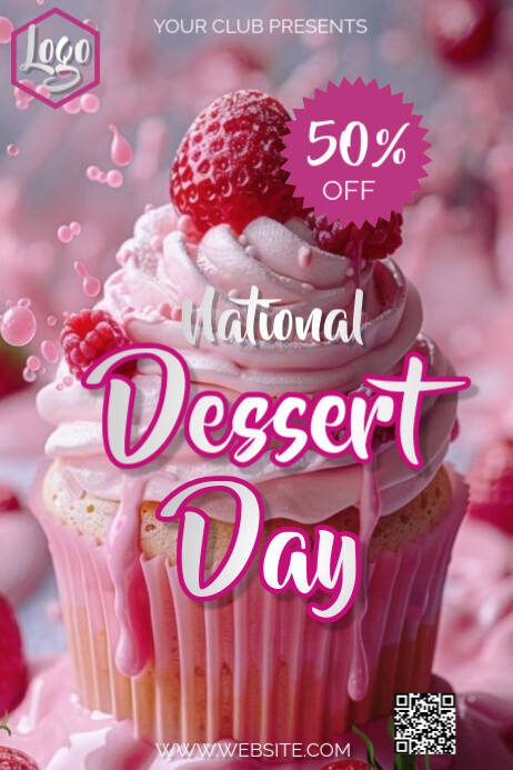 Pink Maximalist National Dessert Day Poster Template | PosterMyWall