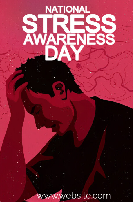 Pink Maximalist National Stress Awareness Day Poster Template | PosterMyWall